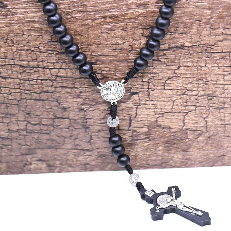 Black Wooden Christ Jesus Cross Religious Necklace... – Vicedeal