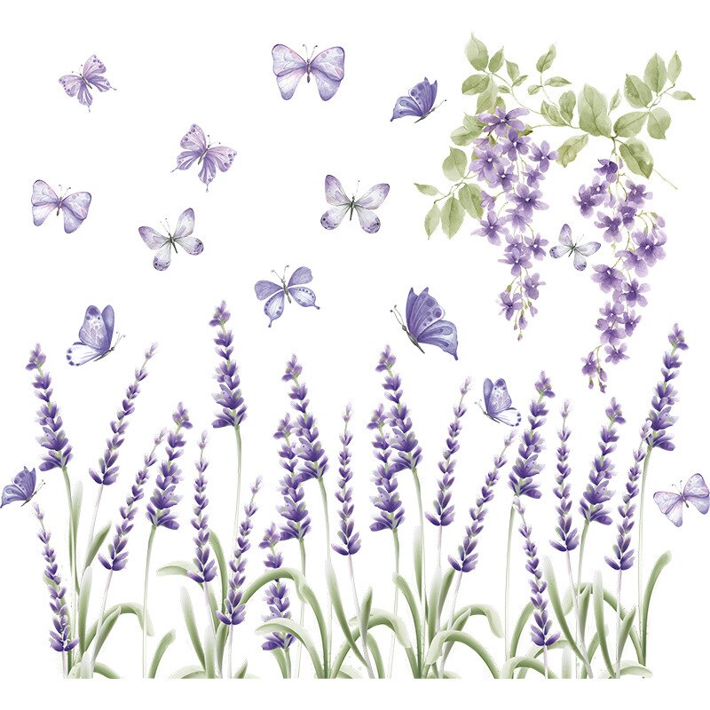 Romantic Purple Lavender Flower Wall Sticker Bedro... – Vicedeal