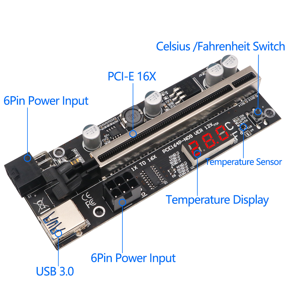 Newest Version PCIE Riser 1x to 16x Graphic Extens... – Vicedeal