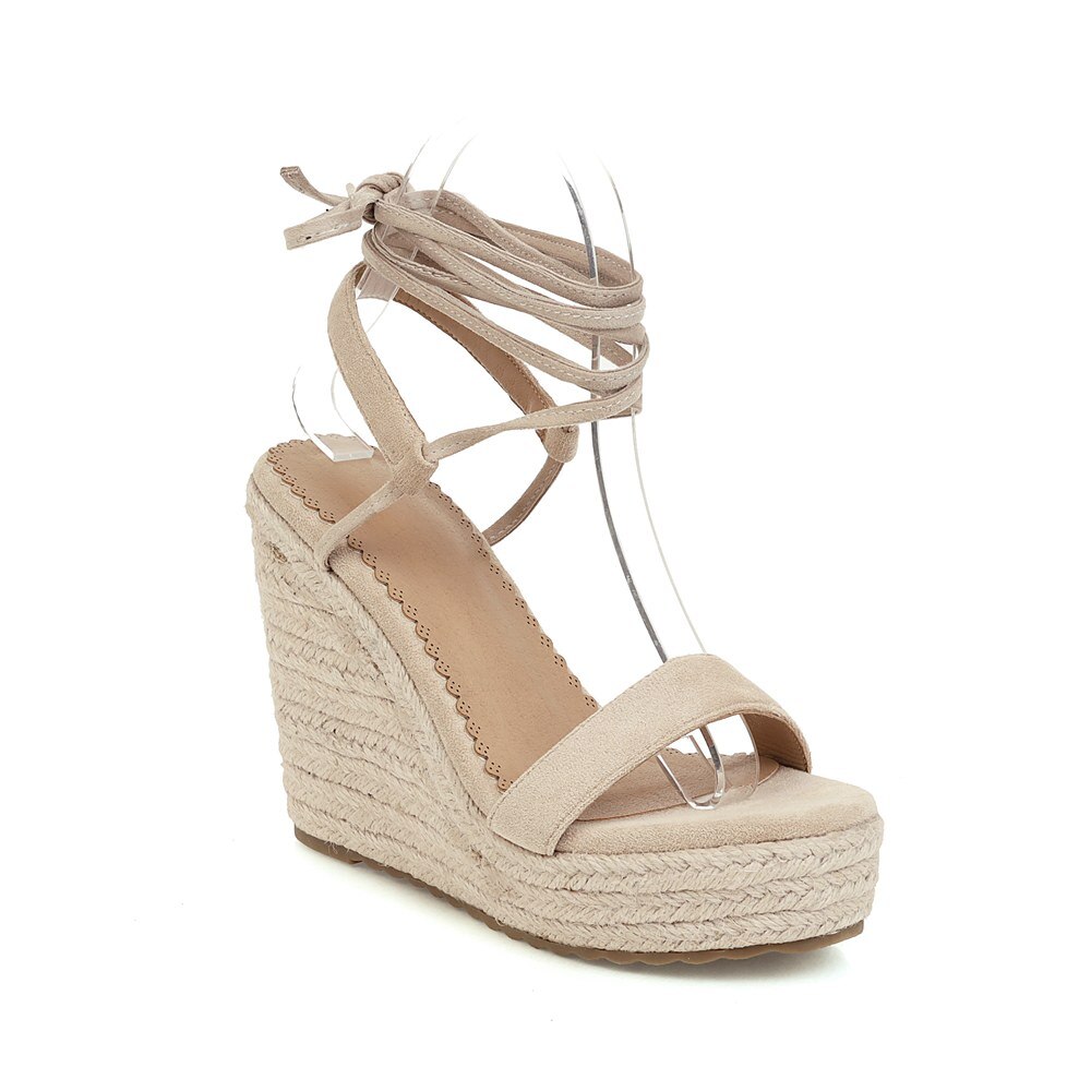 Summer Beige Wedge Espadrilles Woman Sandals Open ... – Grandado