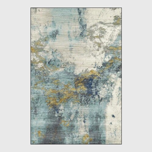Nordic Modern Carpets Abstract Blue Yellow Ink Pai... – Grandado