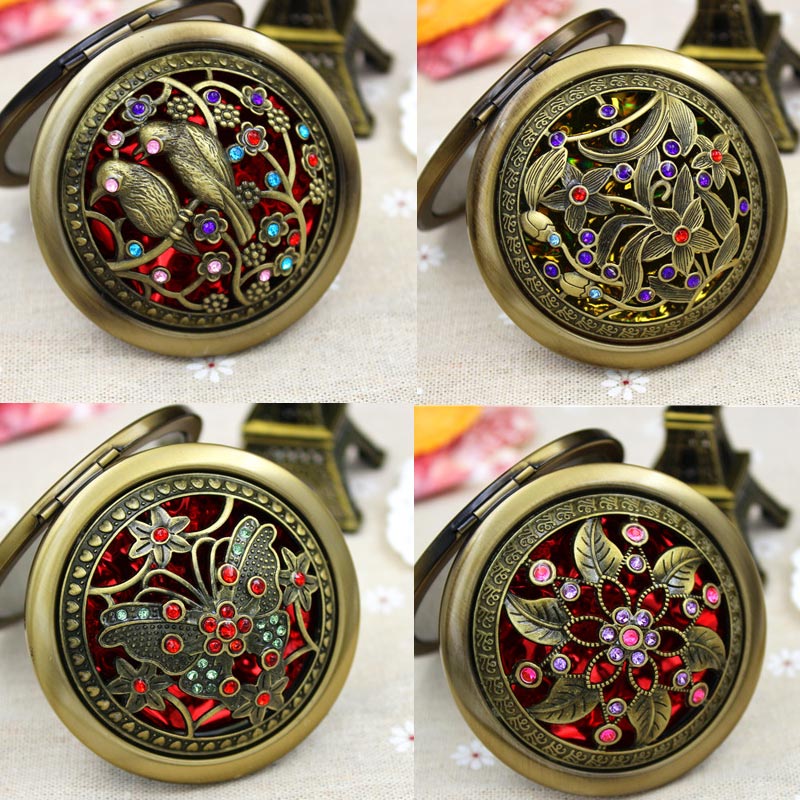 Folding Pocket Mirror Round Compact Double-sided V... – Grandado