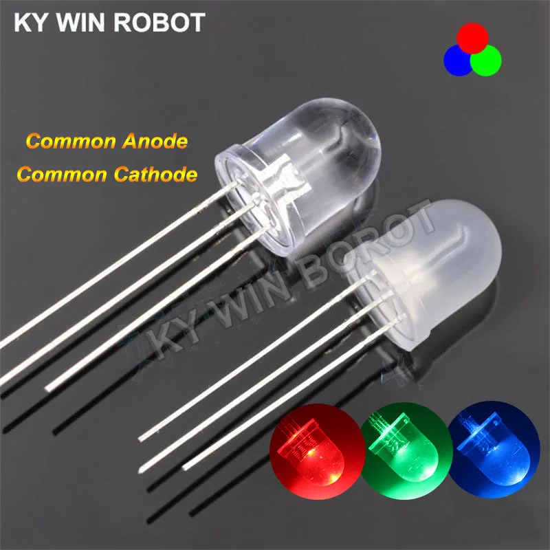 10 st flerfärgade 4- pins 10mm rgb led-diodlampa t... – Grandado