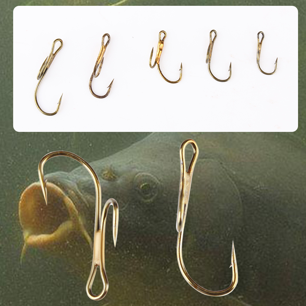 FTK 20pcs Golden Barbed Hook Double Fishing Hook H... – Grandado