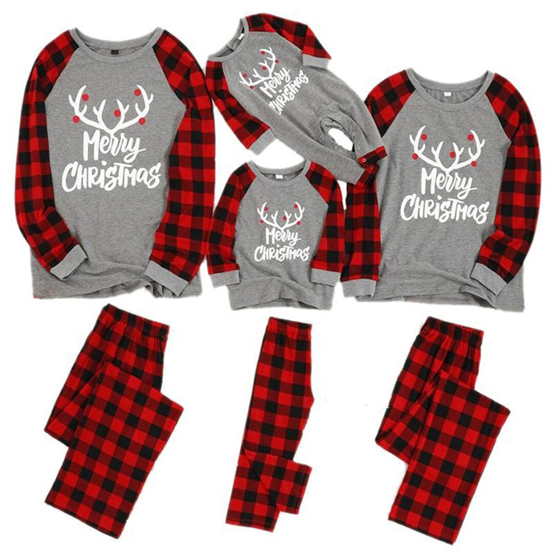 Kerst katoenen familie pyjamaset met cartoonprint,... – Vicedeal