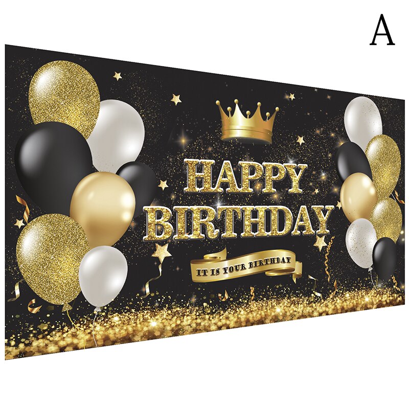 Happy Birthday Decoration Banner Large Black Gold ... – Grandado