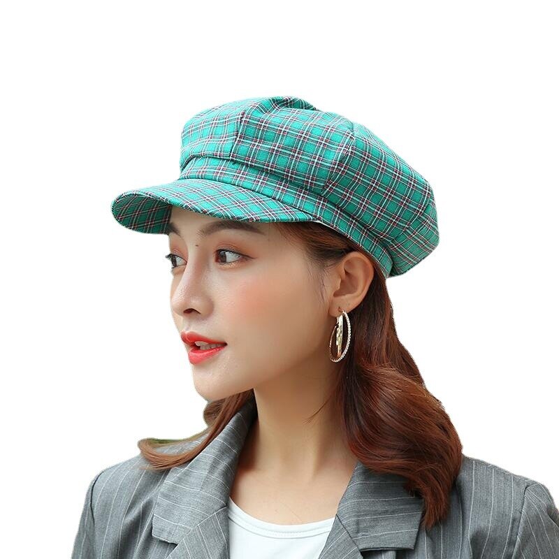 Octagonal Cap for Women Plaid Visors Newsboy Cap V... – Grandado