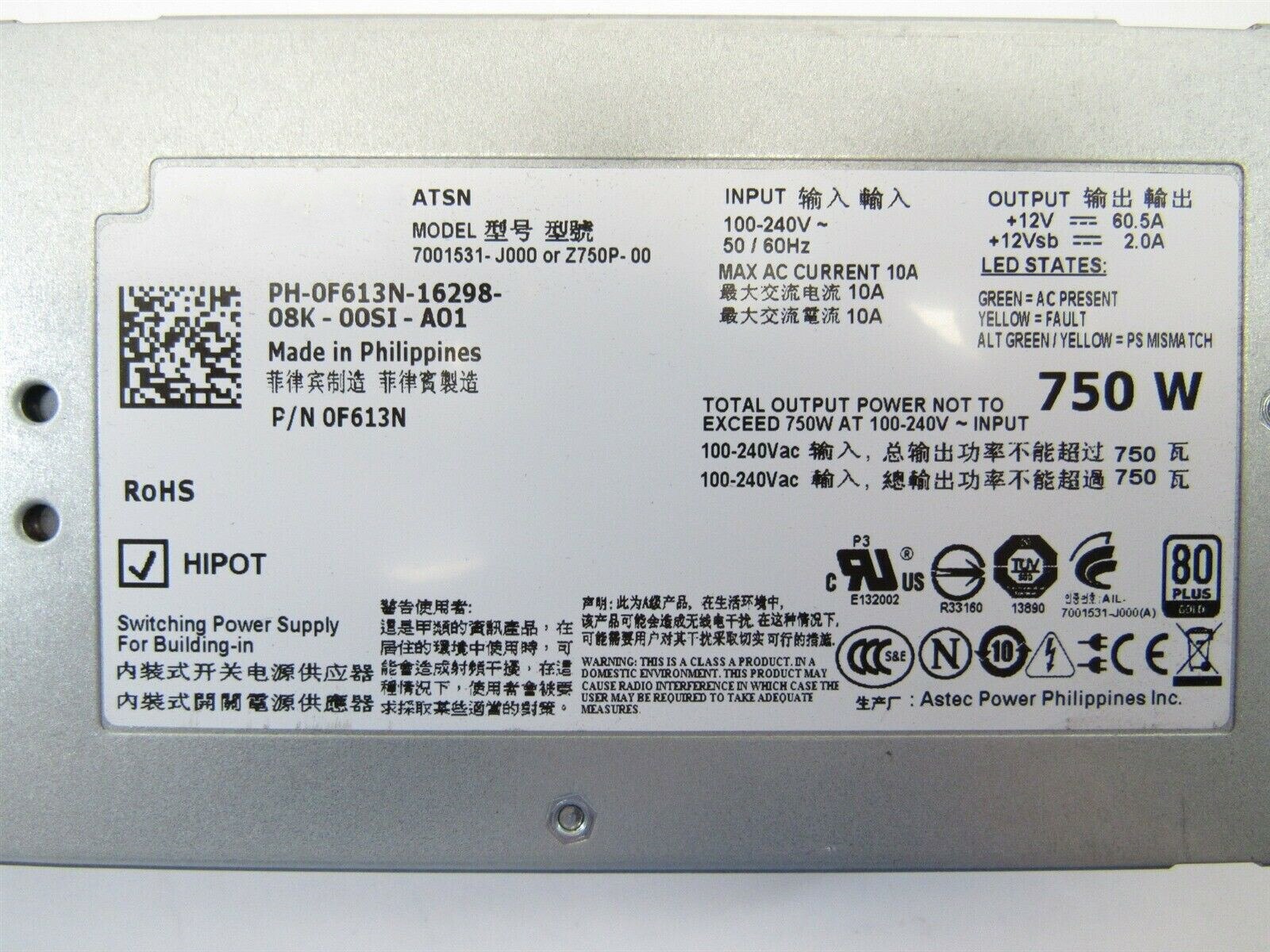 Original For DELL R510 R910 T710 750W Power Supply... – Grandado