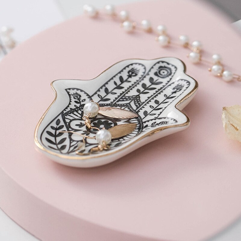 Ceramic Material Small Hand Shape Trinket Dishes R... – Grandado