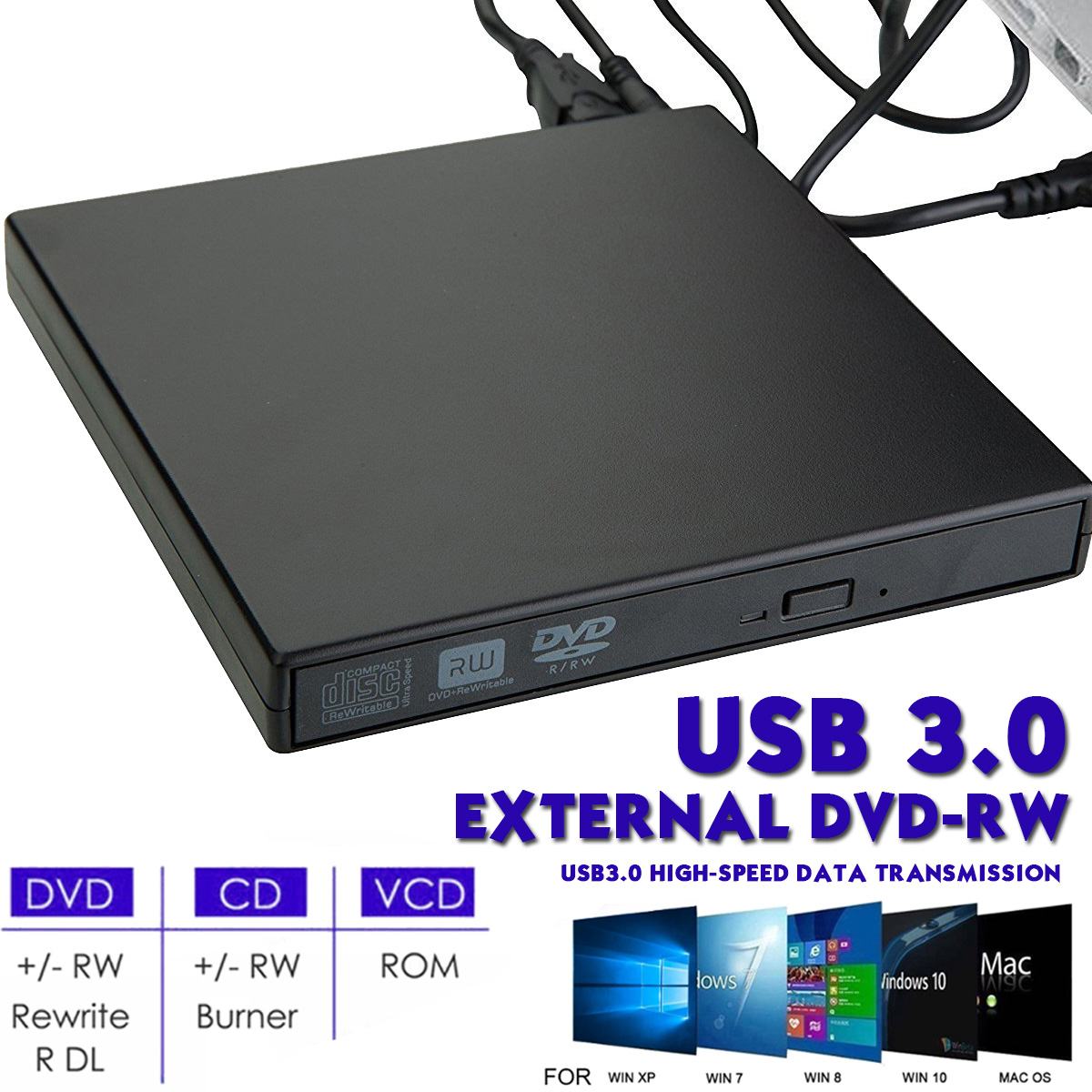 Usb 3.0 Interface Slanke Externe Dvd Rw Cd Writer ... – Vicedeal