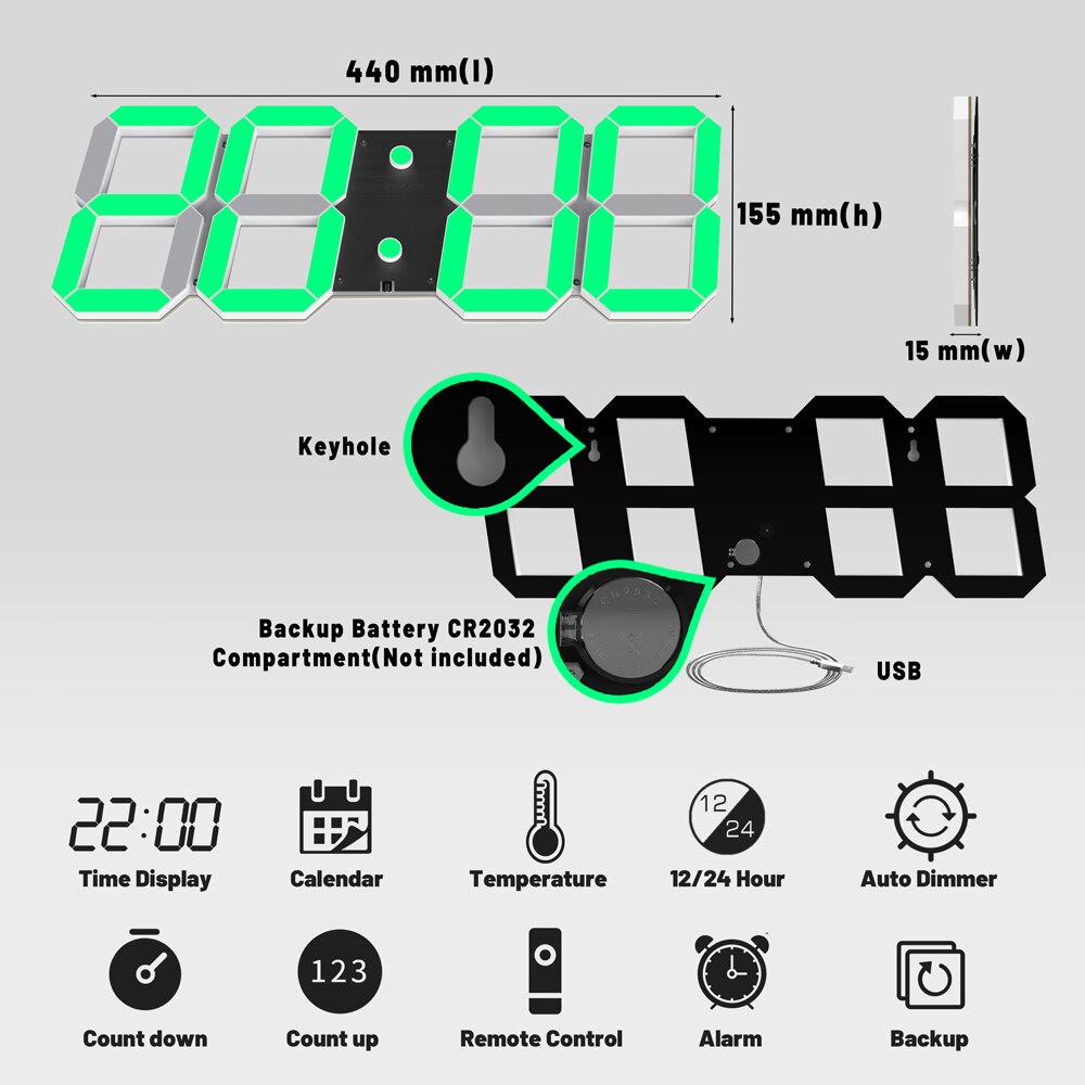 Chkosda Led Wandklokken Digitale Klokken Met Stopw... – Grandado