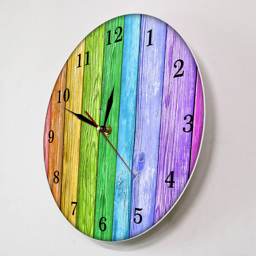 Colorful Wood Background Retro Printed Wall Clock ... – Grandado