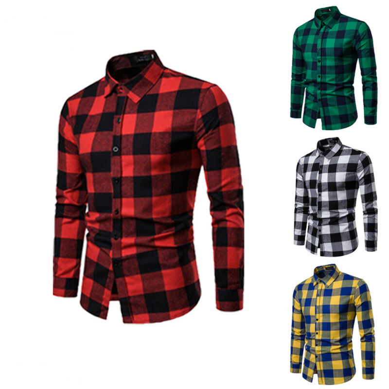 Plaid Shirt Autumn Winter Flannel Red Checkered Sh... – Grandado