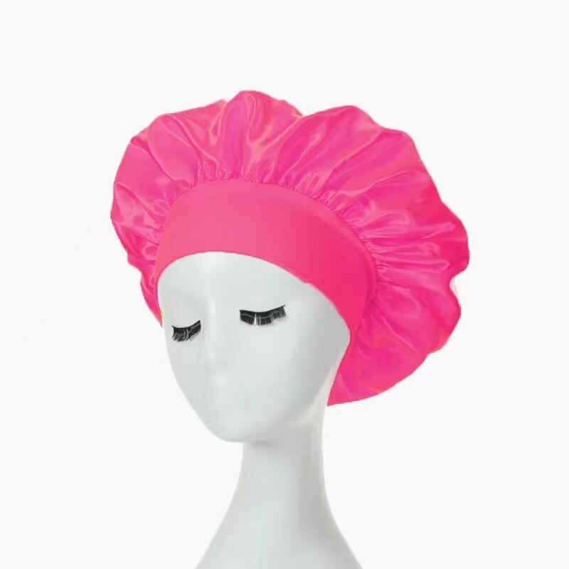 Women Sleeping Caps Bathroom Satin Solid Color Str... – Vicedeal