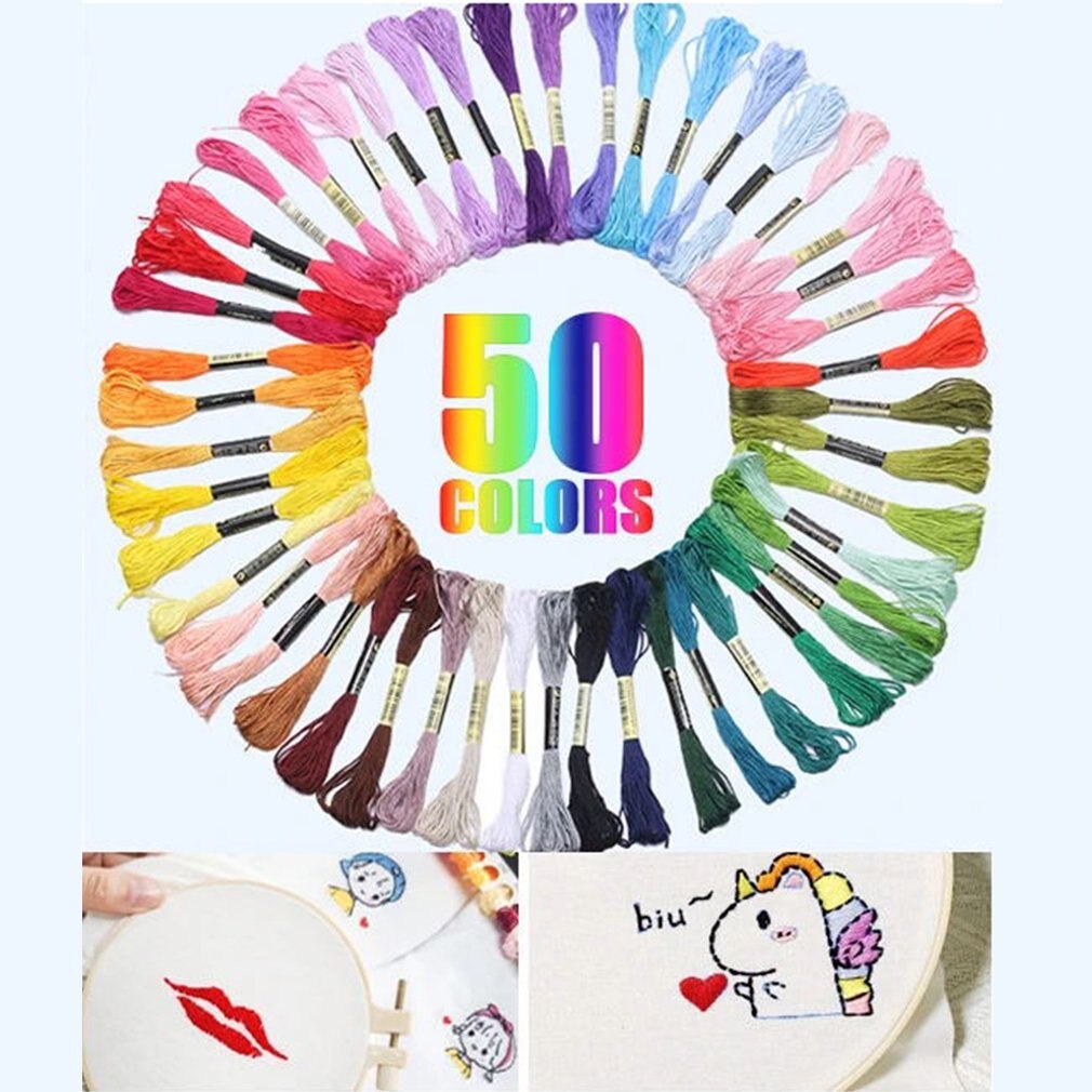 50 Colors 100 Colors Cross Stitch Thread Polyester Cotton Embroidery ...