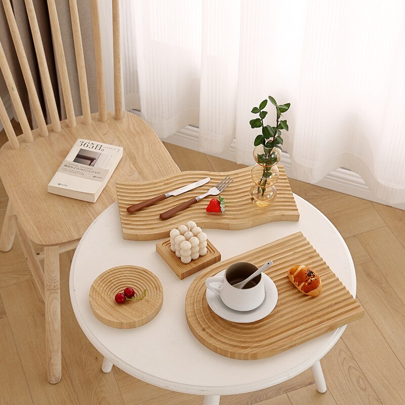 Bamboo Wood Tray Ins Wind Simple Water Ripple Full... – Vicedeal