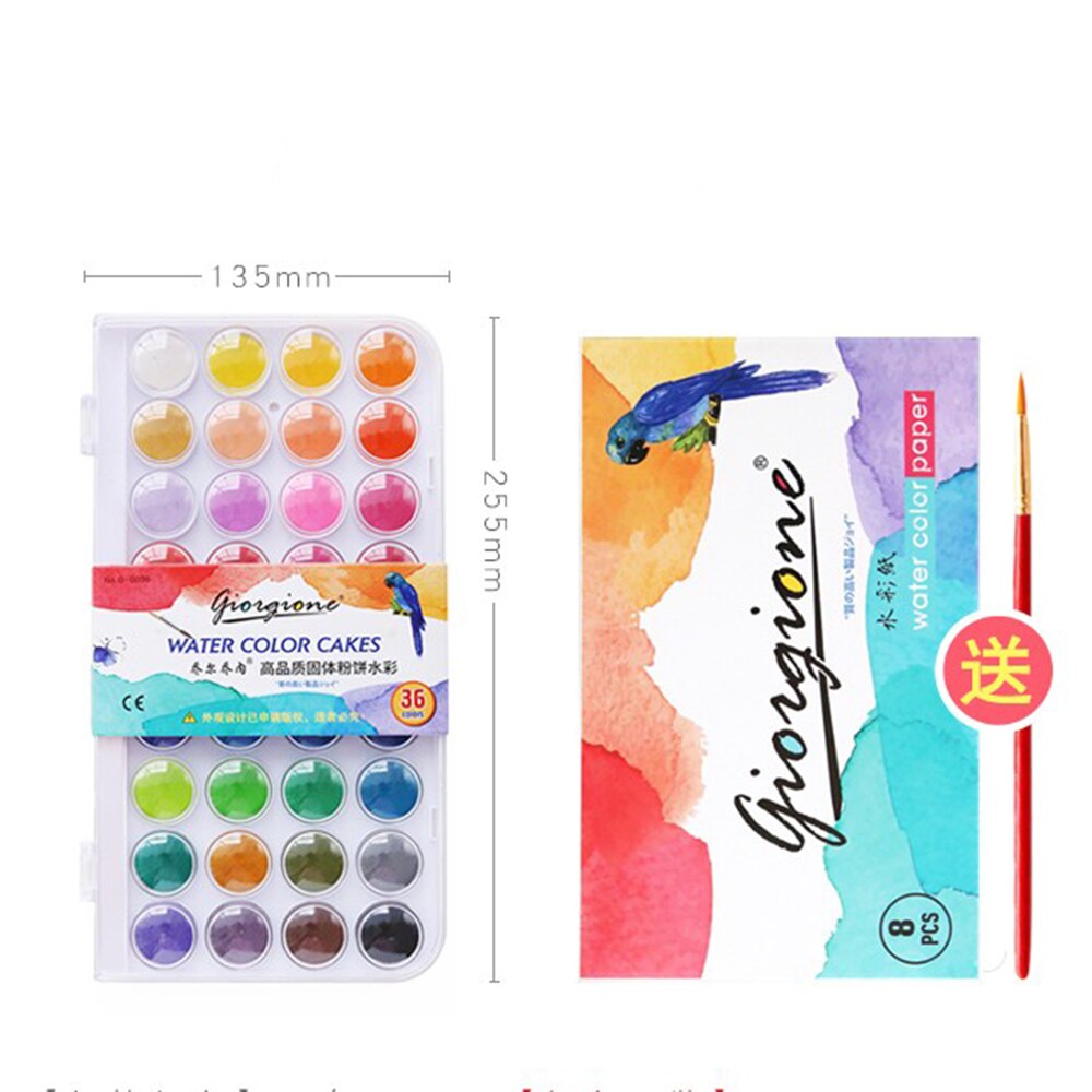 36 kleuren Solid Aquarel Verf Pigment Aquarel Papi... – Grandado