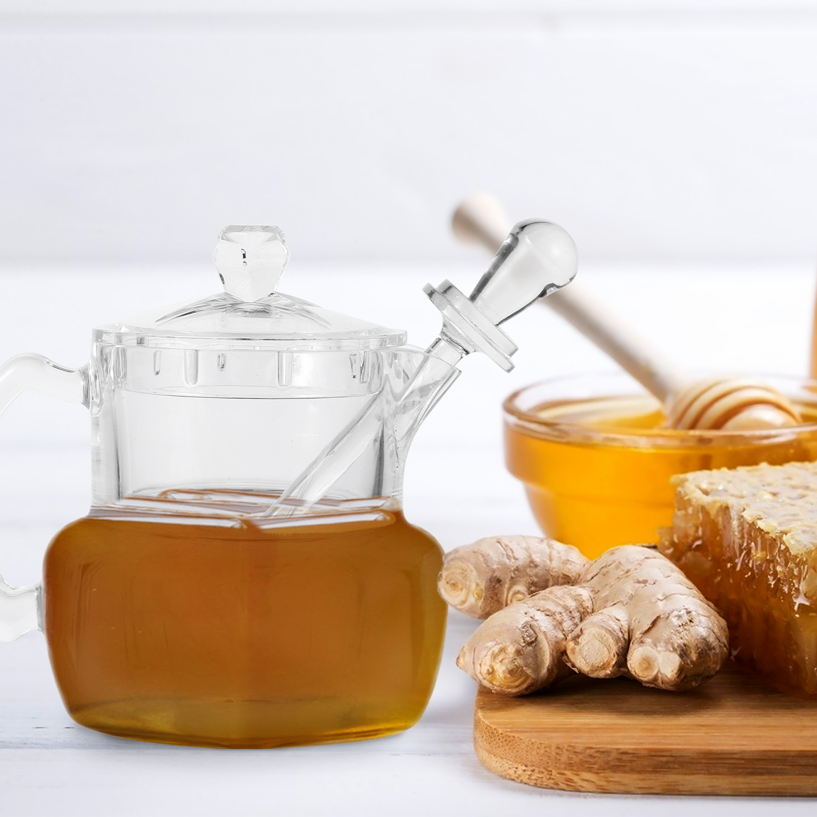 1 Set of Acylic Honey Container Syrup Sugar Pot wi... – Vicedeal