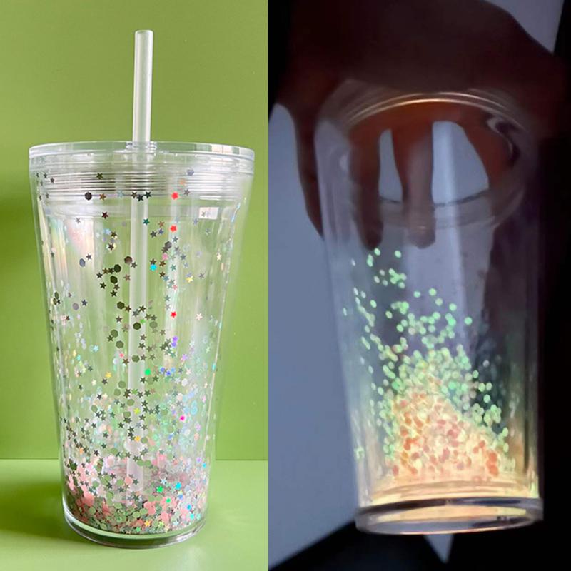Dubbele Laag Transparante Plastic Stro Cup 500Ml W... – Vicedeal