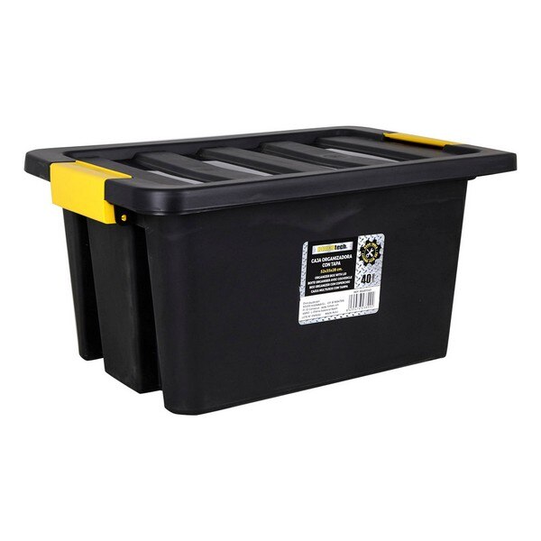 Caja de almacenamiento con tapa Brico 40 L negro – Grandado