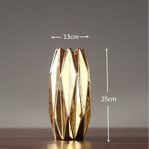 Ceramic vase Gold geometric modern Fold Flower vas... – Vicedeal