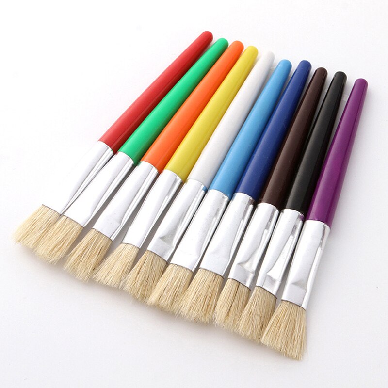 10Pcs Platte Kinderen Varkenshaar Tempera Verf Bor... – Vicedeal