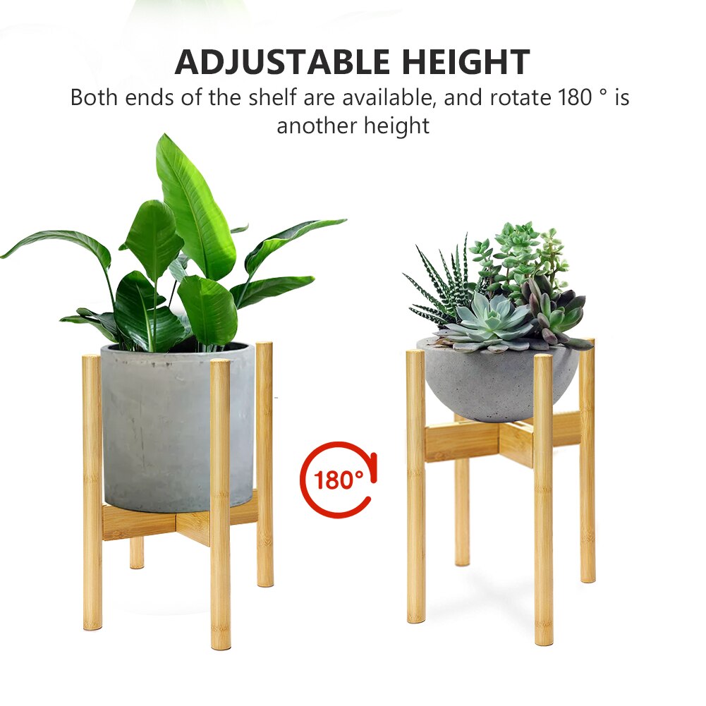 Natural Wood Bamboo Four-legged Flower Stand Stron... – Grandado