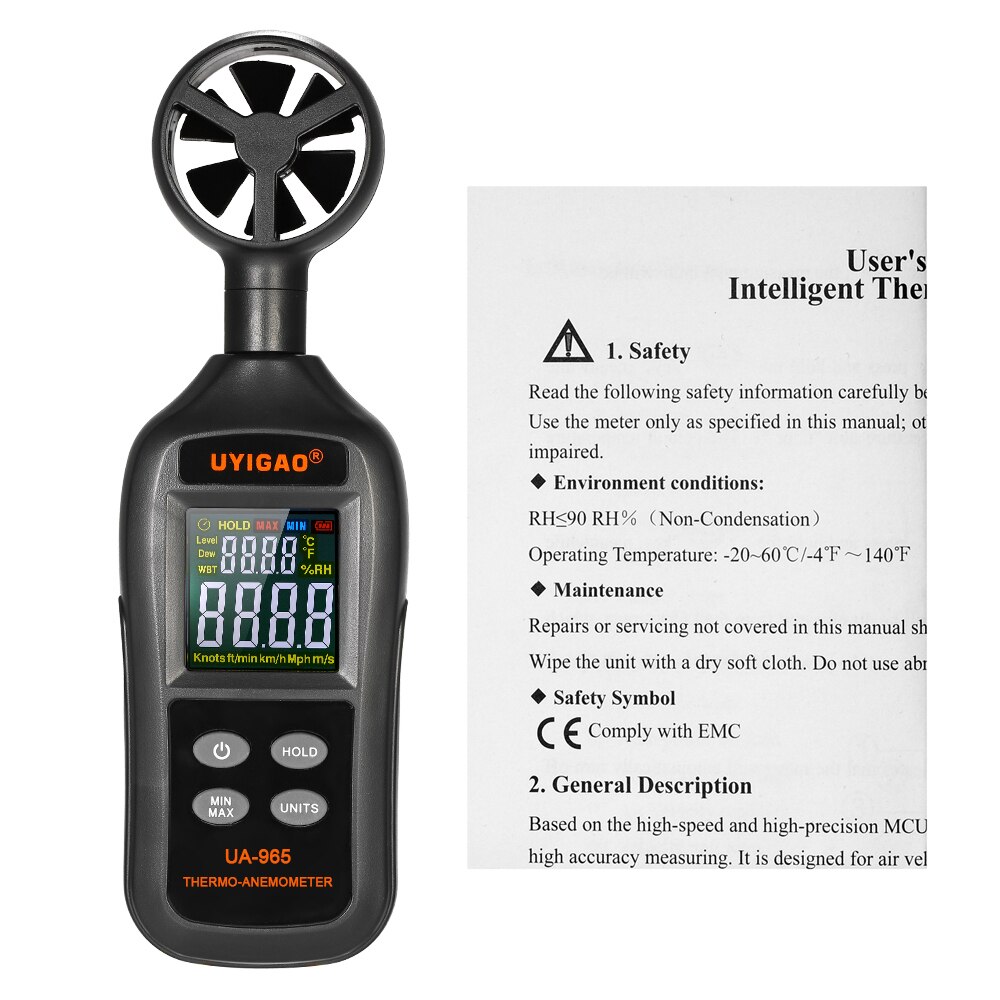 UYIGAO Digital Tachometer Anemometer Thermometer H... – Grandado