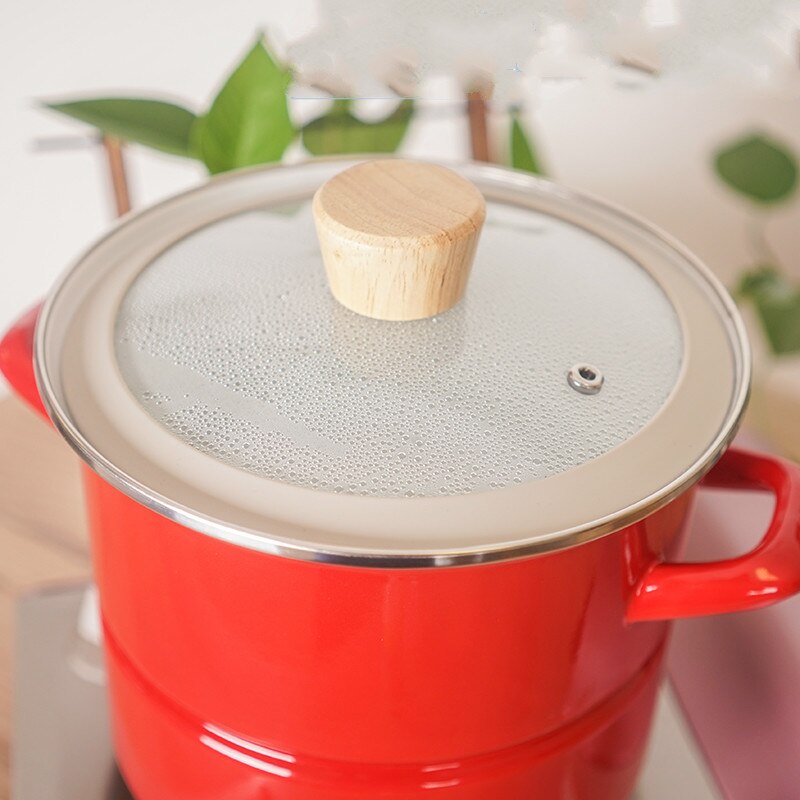 20cm Food steamer pot double boiler Enamel soup Po... – Grandado