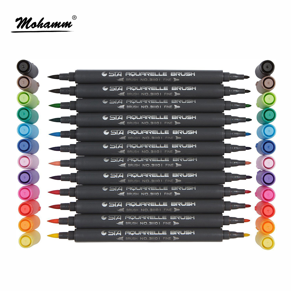 STA 12/24/36/48/80 Colors Dual Tips Watercolor Bru... – Grandado