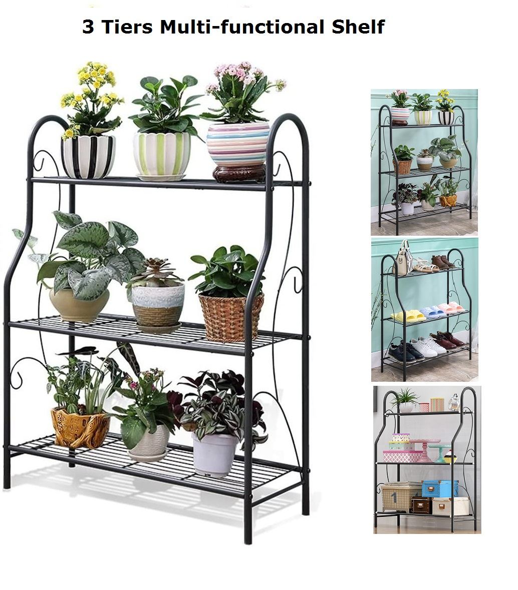 3 Lagen Ijzer Outdoor Tuin Plant Planken Opslag Pl... – Vicedeal