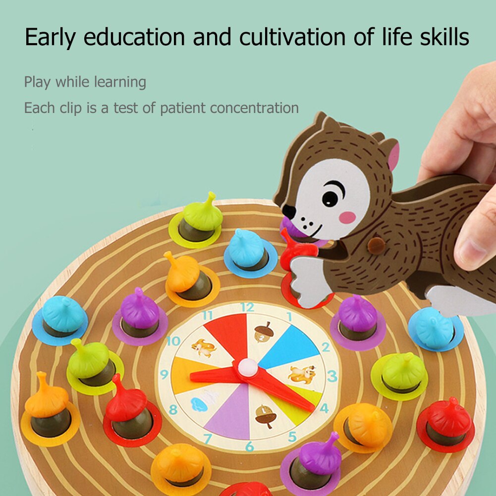 Wooden Toy Squirrel Clip Nut Turntable Toy Childre... – Grandado