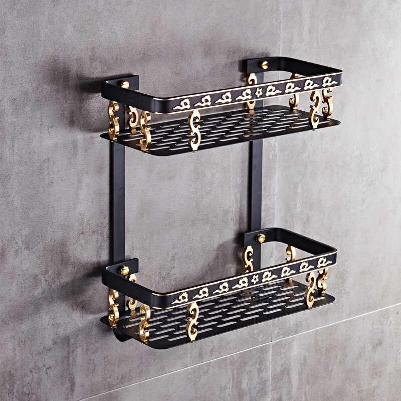Black aluminum Bathroom shelf cosmetic rack bathro... – Grandado