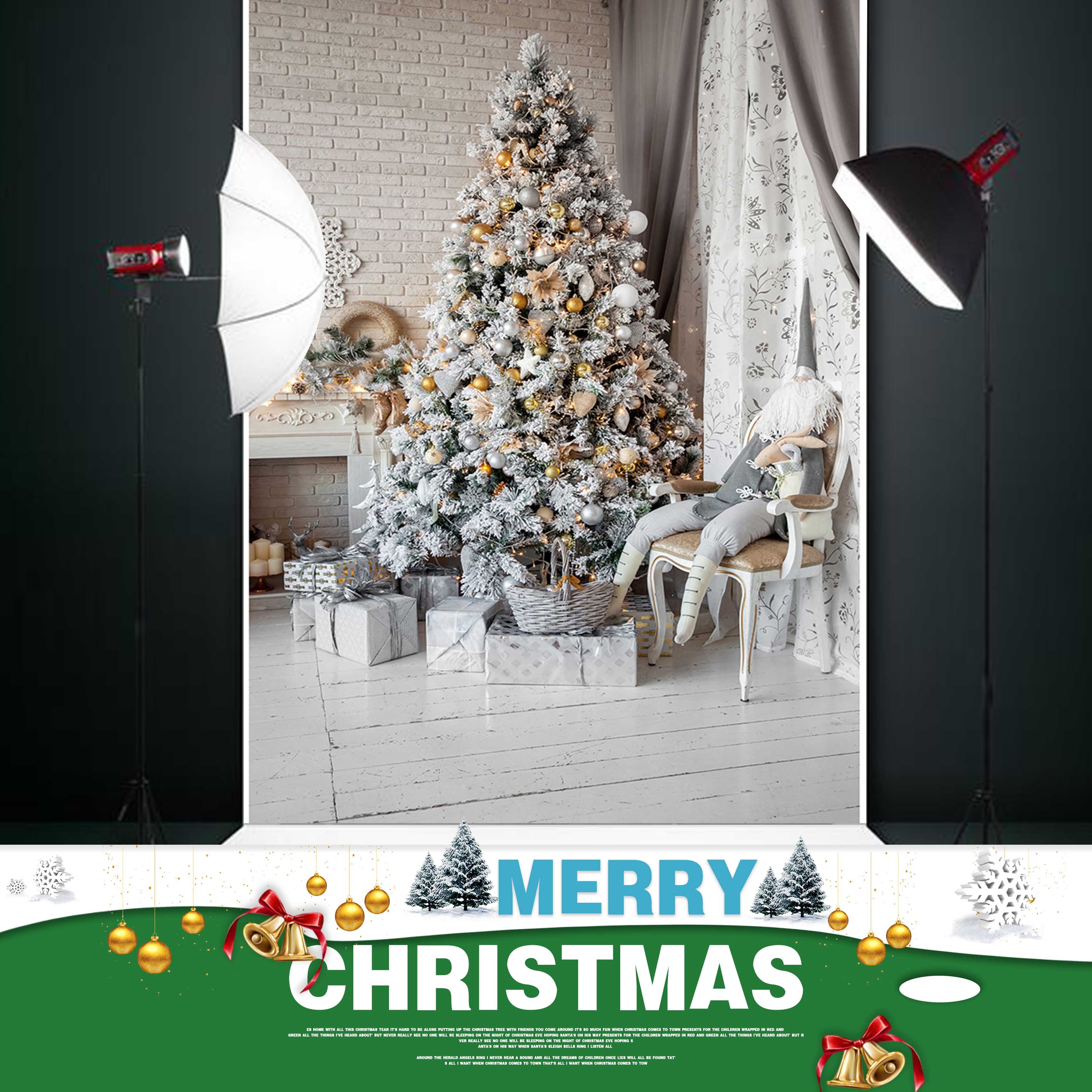 5x7ft Photography Backdrop Christmas trees bells s... – Grandado