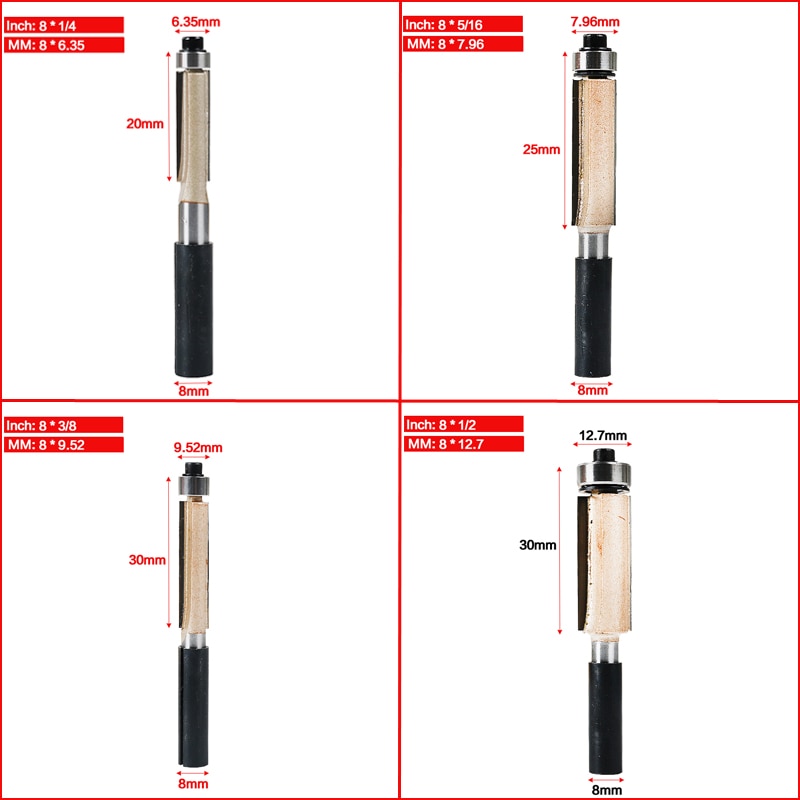 Tideway 8mm Shank 2" Flush Trim Router Bit with Be... – Grandado
