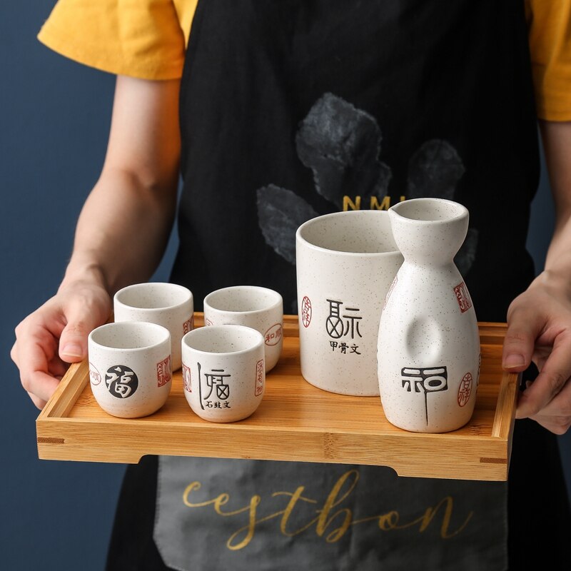 Japanese style antique sake white wine set ceramic... – Vicedeal