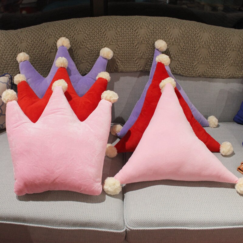 Colorful Cute Kids Crown&Triangle Plush Pillows St... – Grandado