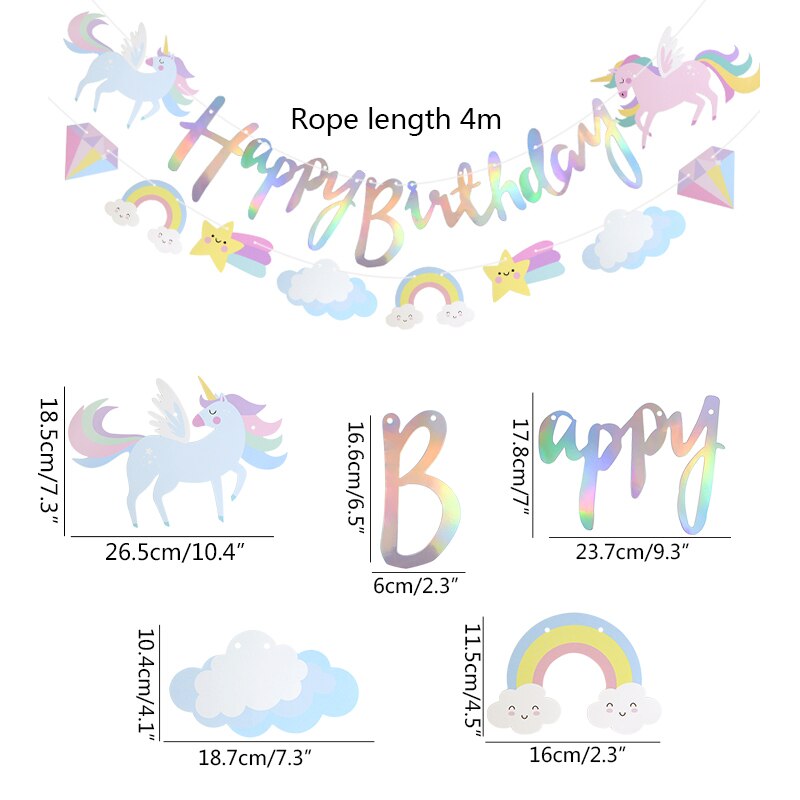 Unicorn Party Bunting Banner Happy Birthday Paper ... – Vicedeal