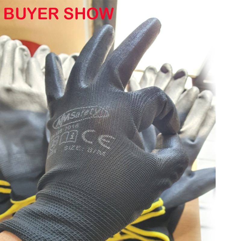 12 Pairs Safety Protective Coated PU Work Gloves P... – Grandado