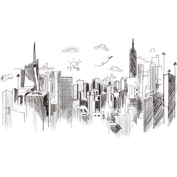 Black Buildings Wall Stickers DIY Architecture Mur... – Grandado