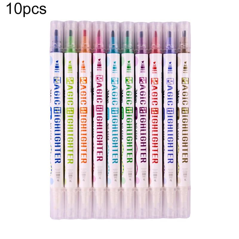 10Pcs/Box Color Changing Highlighter Pen Set Dual-... – Grandado