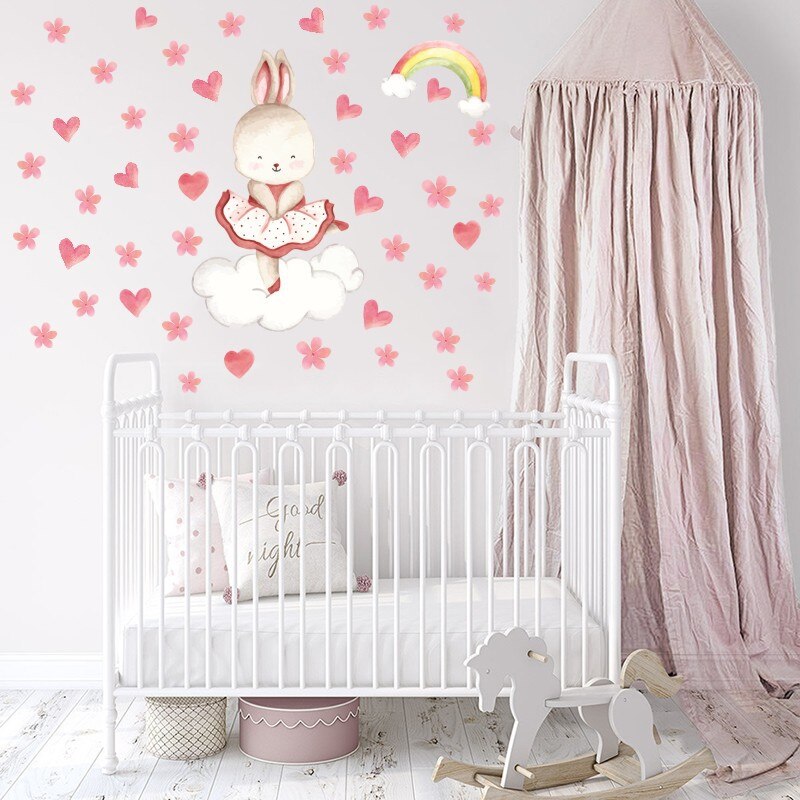 Cute Cartoon Rabbit Wall Stickers wallpaper Ballet... – Grandado