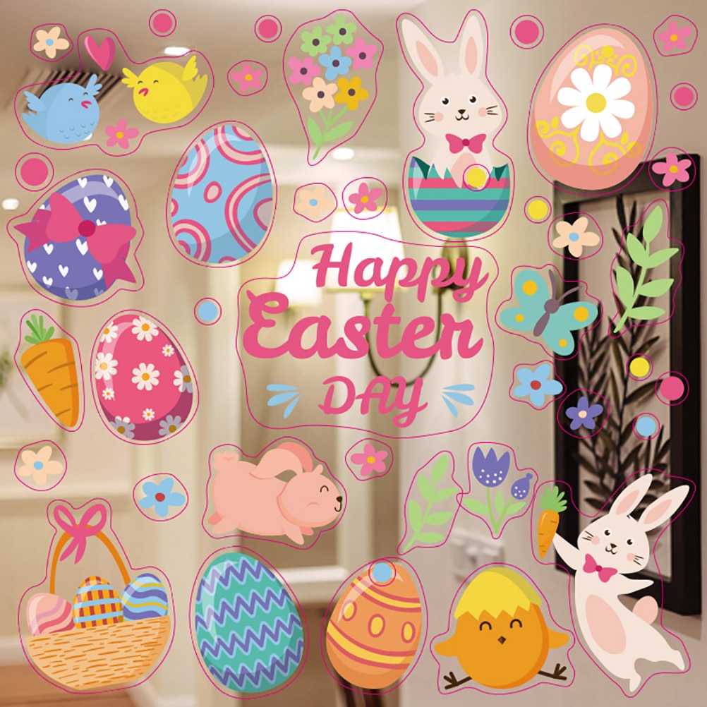 2 Sheet Easter Bunny Window Cling Stickers Easter ... – Grandado