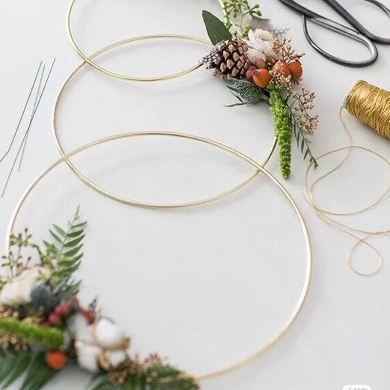 Gold Iron Metal Ring Hoop Wreath Garland Round Tri... – Vicedeal