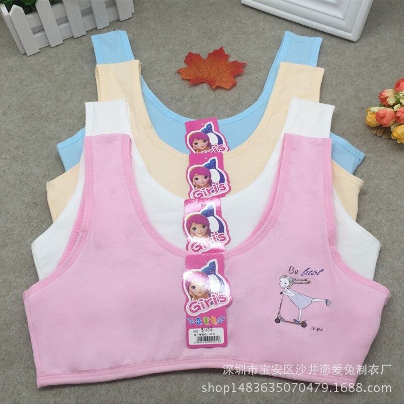5PCS Girls' development bra cotton breathable cute... – Grandado
