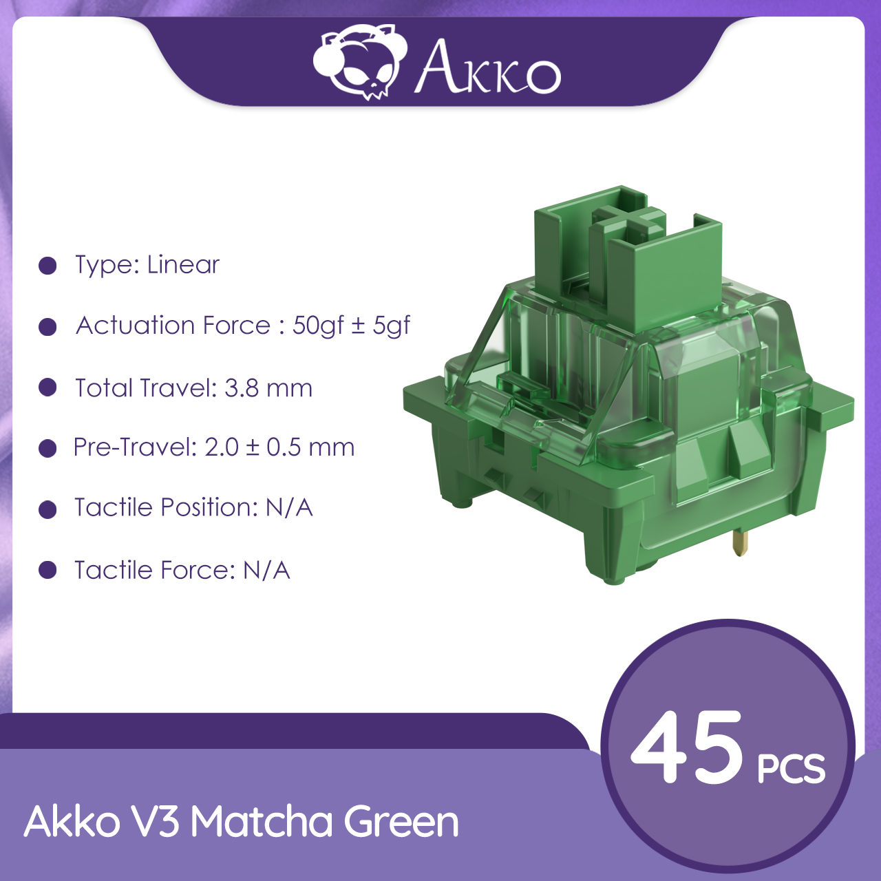 Akko V3 Pro Matcha Green Switches 3 Pin 50gf Linea... – Grandado