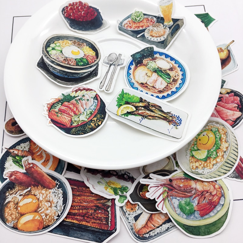 35pcs watercolor Japanese Sushi stickers aesthetic... – Grandado