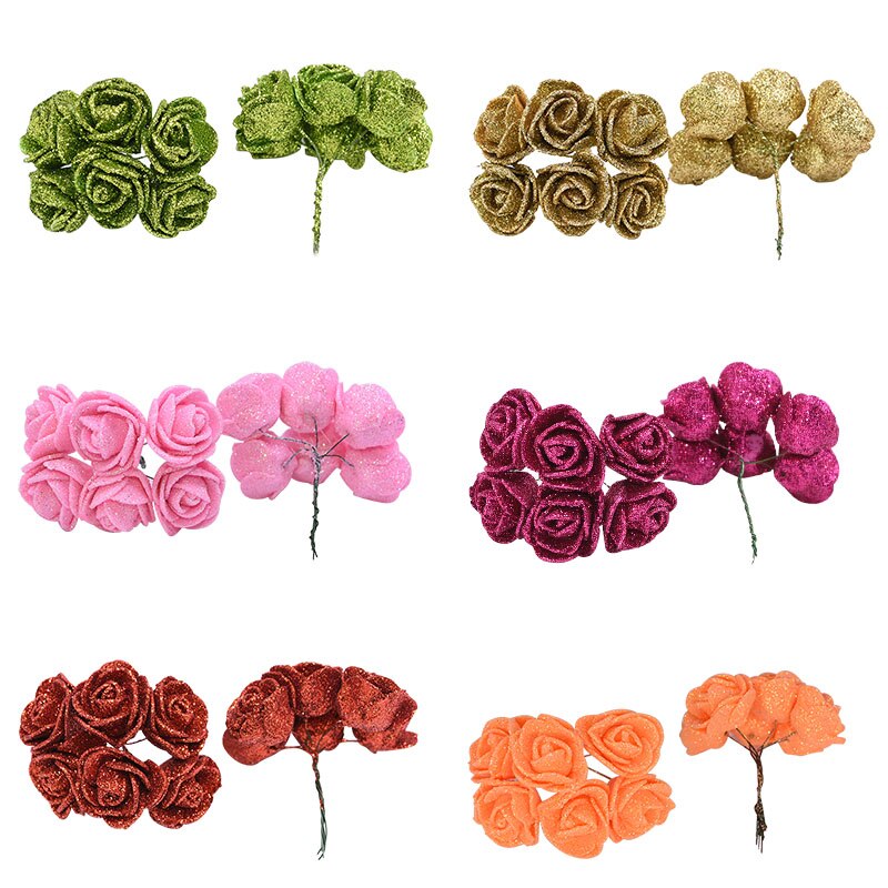 36Pcs 3.5cm Shiny Glitter Foam Rose Artificial Flo... – Grandado