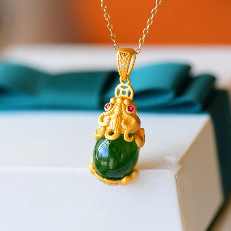 Vintage Crystal Pixiu Pendant Necklace Chinese Fen... – Vicedeal