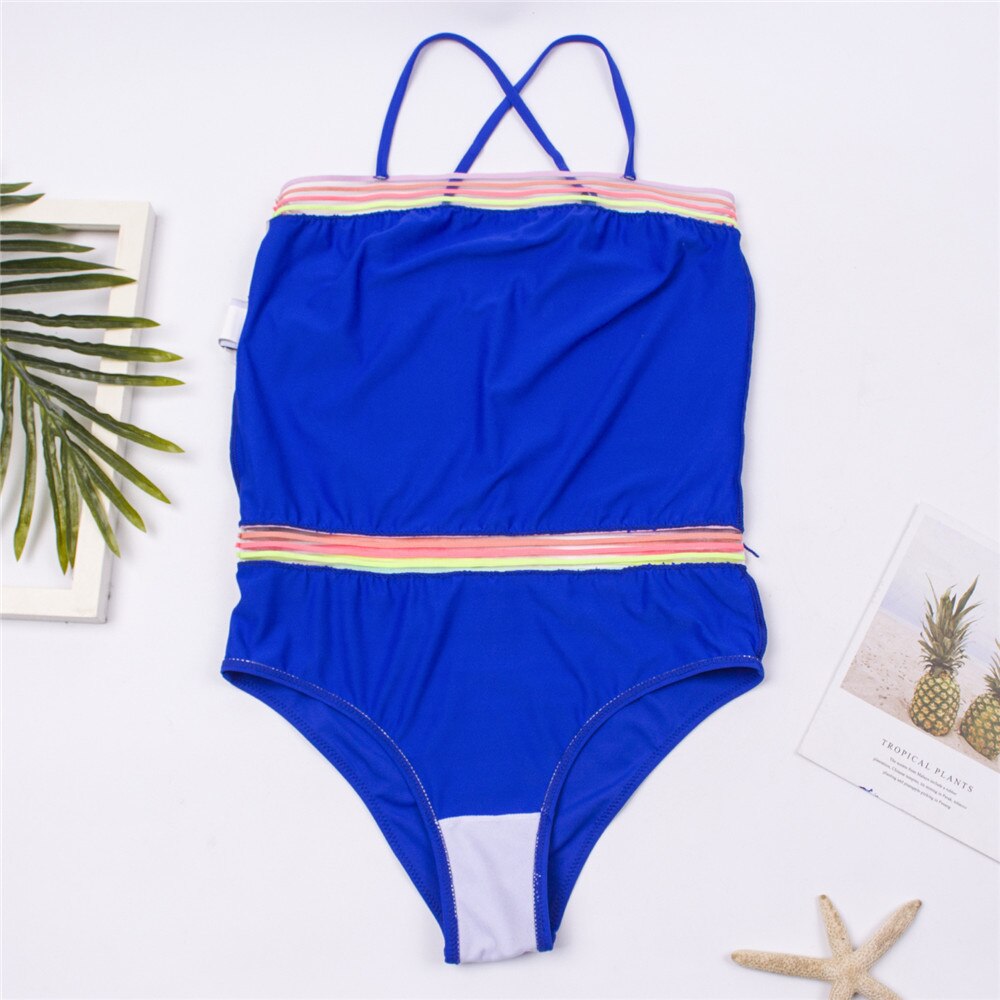 Solid Lace Girls Kids Swimsuit Swimwear Summer Chi... – Grandado